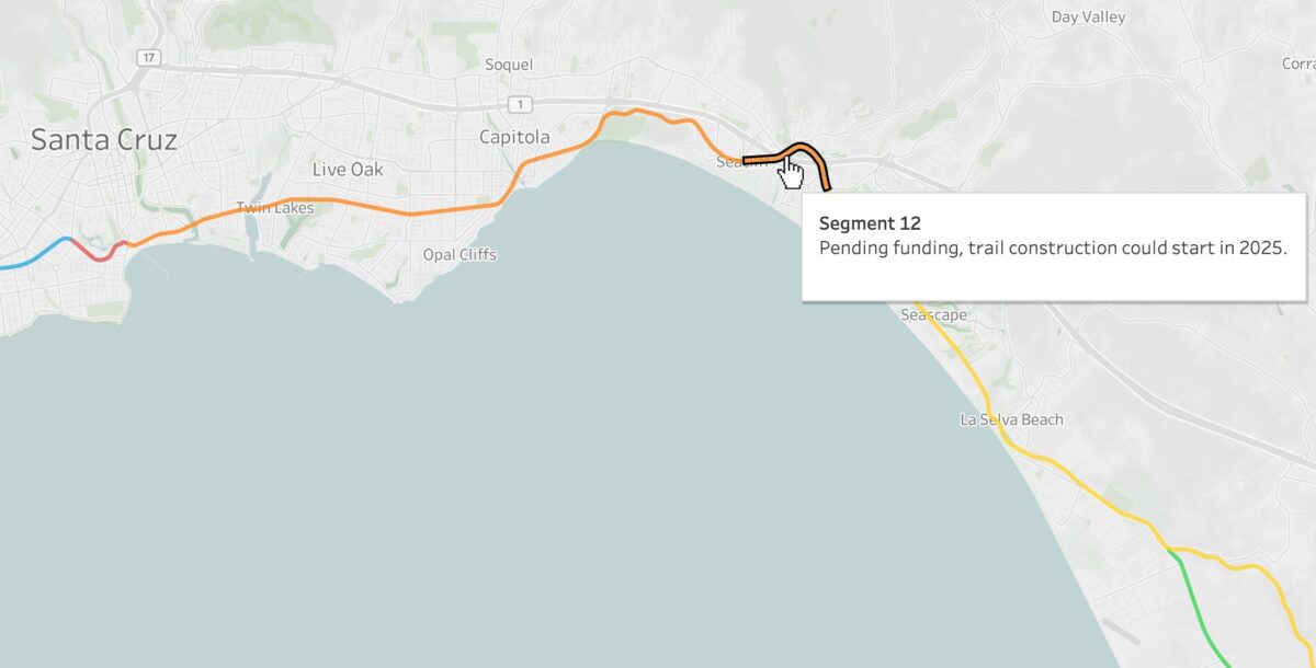 Rail trail map tracks work in Santa Cruz, Live Oak, Capitola, Aptos ...